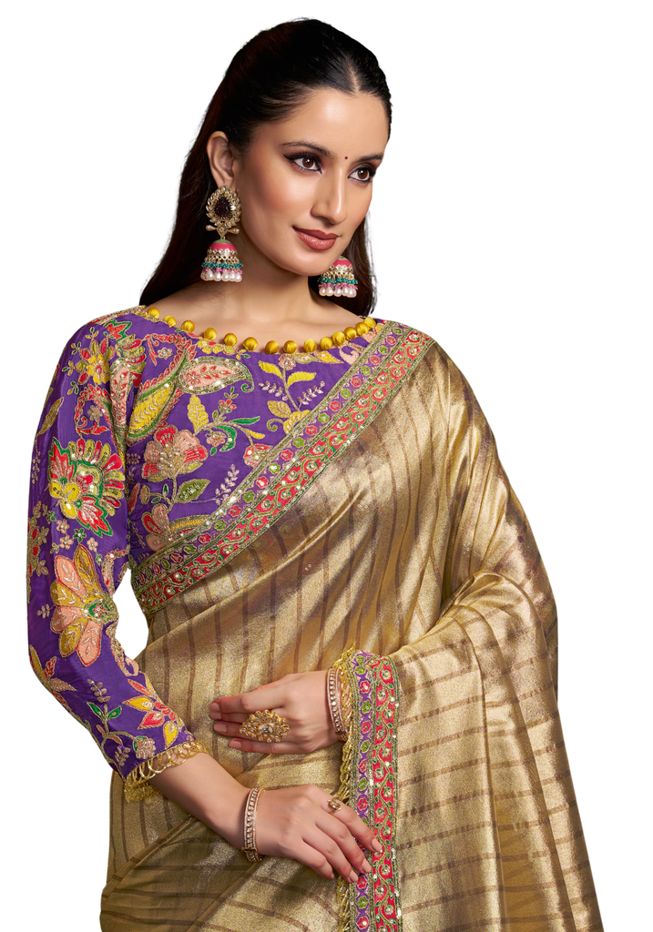 Sari Ayana – Sari indien en soie organza brodé | Narkis Fashion
